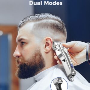 Limural Hair Clippers for Men Professional - Cordless Barber Clippers for Hair Cutting & Grooming, Rechargeable Beard Trimmer with Large LED Display & Silver Metal Casing