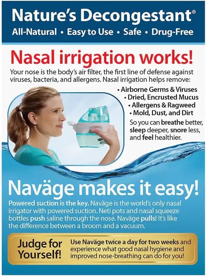 Navage Multi-User Bundle - Navage Nasal Irrigation System - Saline Nasal Rinse Kit with 1 Navage Nose Cleaner, 20 Salt Pods, and Extra Nasal Dock and Pair of Nose Pillows