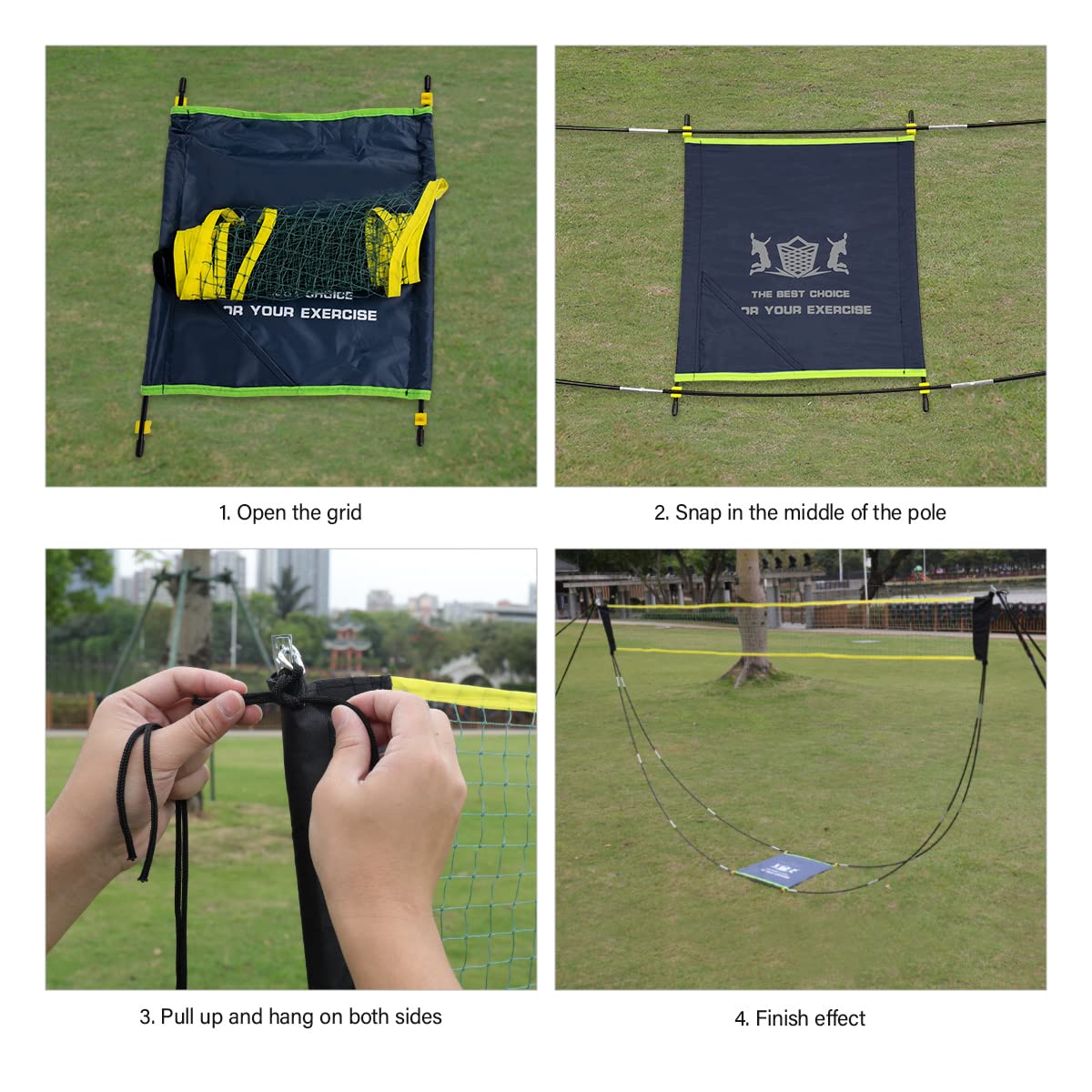 KIKILIVE Badminton Net Set, Portable Complete Badminton Set for Outdoor Backyard, Includes 1 Badminton Net, 4 Rackets, 12 Shuttlecocks, 1 Rackets Bag, 4 Replacement Grip Tapes,4 Stakes and Carry Bag