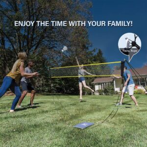 KIKILIVE Badminton Net Set, Portable Complete Badminton Set for Outdoor Backyard, Includes 1 Badminton Net, 4 Rackets, 12 Shuttlecocks, 1 Rackets Bag, 4 Replacement Grip Tapes,4 Stakes and Carry Bag