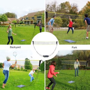 KIKILIVE Badminton Net Set, Portable Complete Badminton Set for Outdoor Backyard, Includes 1 Badminton Net, 4 Rackets, 12 Shuttlecocks, 1 Rackets Bag, 4 Replacement Grip Tapes,4 Stakes and Carry Bag