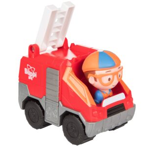 Blippi 3" Construction Vehicles 4-Pack Toy Playset (Ages 3+) Includes Excavator, Mobile, Fire Engine Truck & Garbage Truck - Officially Licensed - Gift for Kids, Boys & Girls