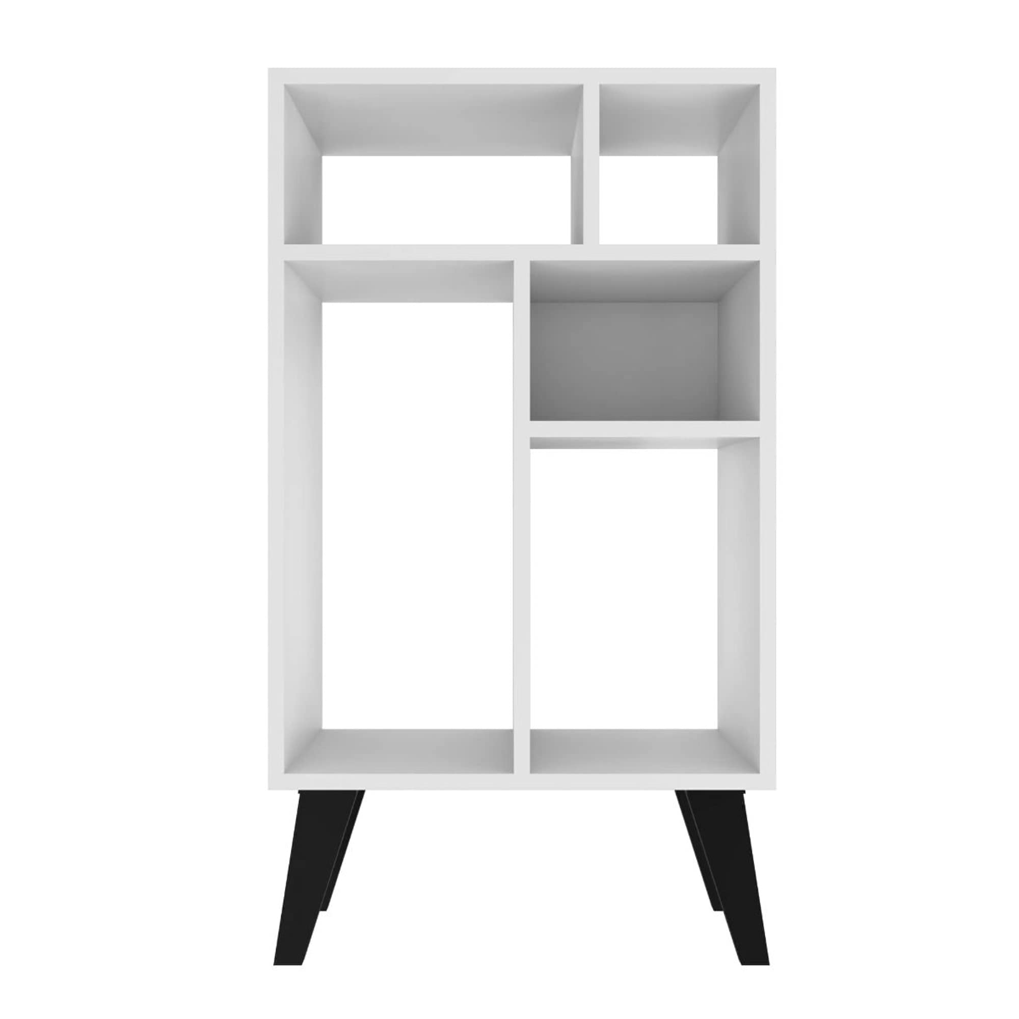 Manhattan Comfort Warren Modern Home Office 5 Shelves Low Bookcase 3.0, White