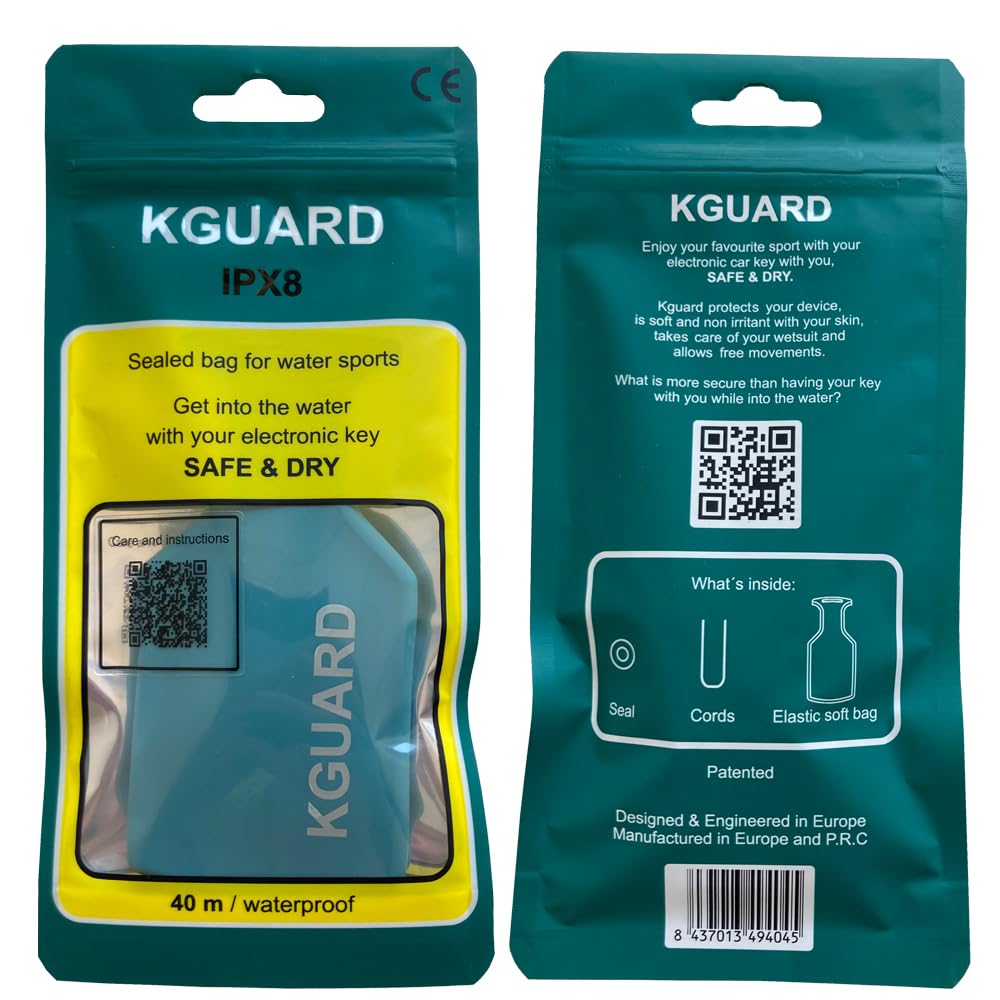 KGUARD waterproof and watertight key pouch designed for Water Sports (Surf, SUP, Windsurf, Kitesurf, Wingfoil…). For your electronic car key. IPX8 certified. DRY and COMFORTABLE.