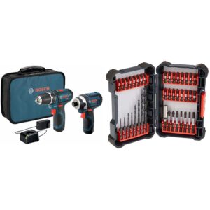 bosch 40 piece impact tough drill driver custom case system set ddms40 with bosch power tools combo kit clpk22-120 - 12-volt cordless tool set (drill/driver and impact driver)