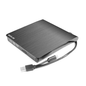 USB 3.0 & USB-C 2in1 Portable External DVD CD Player Optical Drive, for Acer Spin 1 3 5 7 SP111-33-p88s TouchScreen Convertible Switch 3 5 7 10 Laptop, Dual Layer 8X DVD+-R RW DL 24X CD-R Burner Black