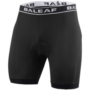 BALEAF Men's Bike Shorts With 4D Padding Cycling Underwear Padded Bicycle MTB Liner Mountain Biking Tights Road Riding Black XL