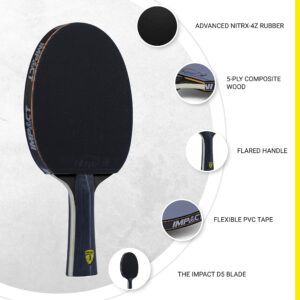 Killerspin Impact D5 Ping Pong Paddle, Table Tennis Racket, Table Tennis Equipment for Intermediates, Table Tennis Paddle with Wood Blade, Black