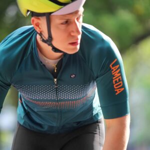 LAMEDA Cycling Jersey Men Short Sleeve Road Bike Bicycle Shirt Reflective Breathable Lightweight Green X-Large