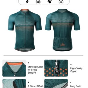 LAMEDA Cycling Jersey Men Short Sleeve Road Bike Bicycle Shirt Reflective Breathable Lightweight Green X-Large