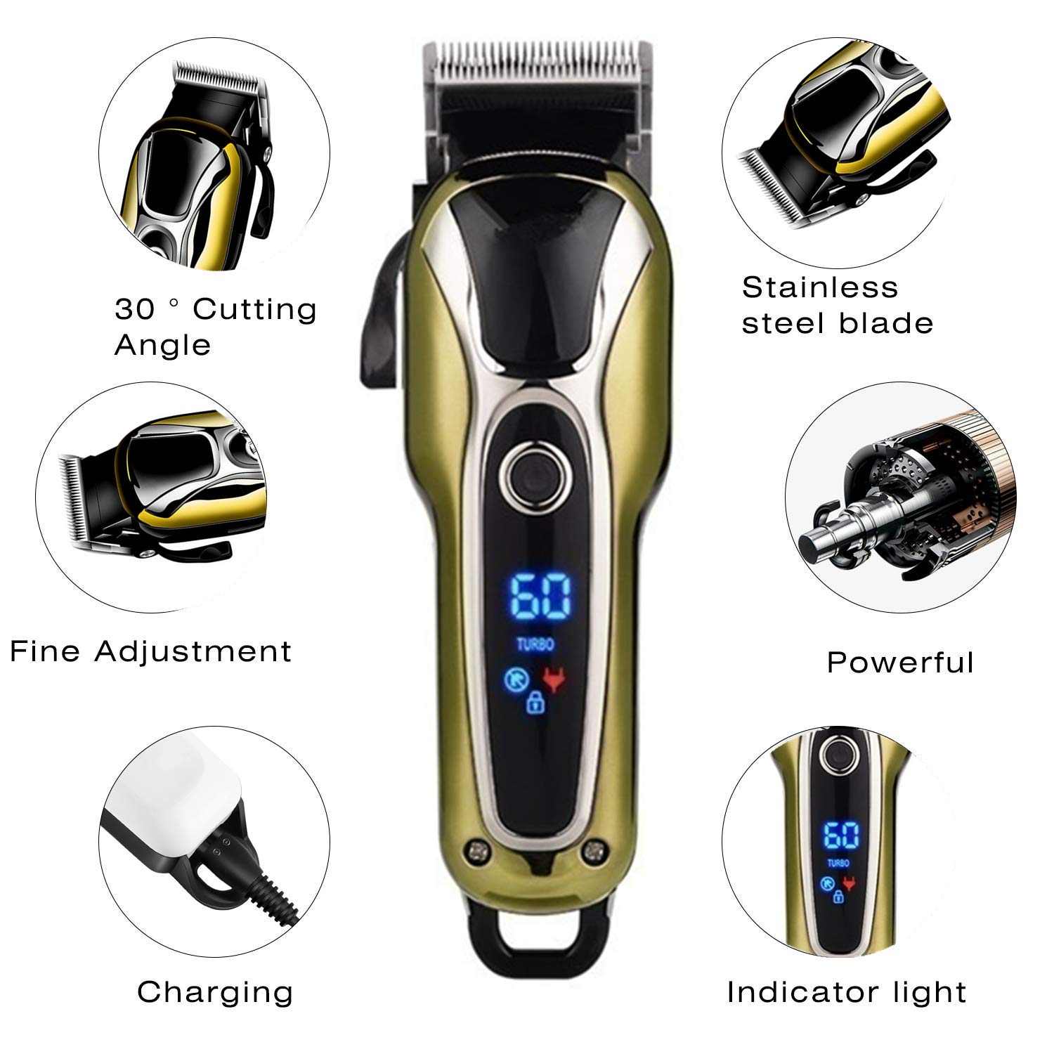 FALOGA Hair Clippers For Men Cordless Professional Beard Trimmer Kit Hair Cutting Kit Clippers For Hair Cutting