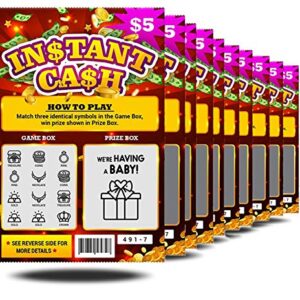 10 Pack - Pregnancy Announcement Lottery Scratch-Off Tickets | 4x6 Authentic Looking | Great for Baby Announcements | Perfect for Pregnancy Announcement for Grandparents, Future Dad, or Friends!