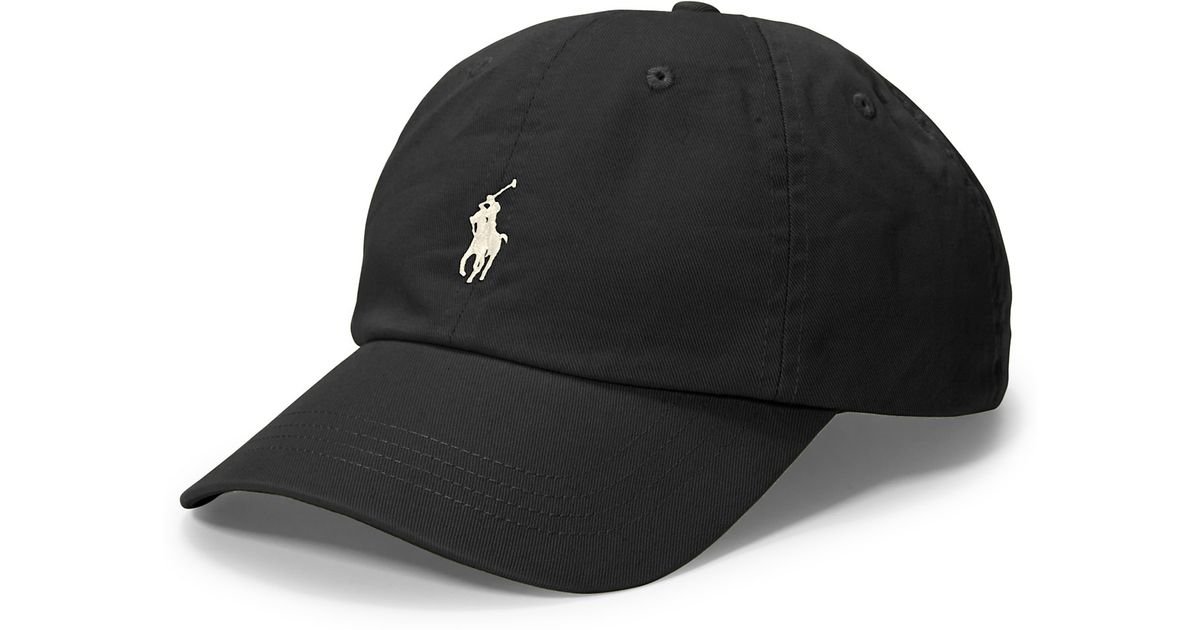 Ralph Lauren Mens Polo Sports Pony Logo Hat Cap (One Size, Black (White Pony))