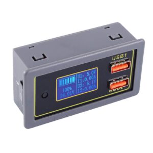 battery capacity monitor, icstation dc6v-30v battery voltmeter usb fast charger car battery monitor meter with led voltage & amps display for 12v 24v lithium, iron-lithium,acid-lead battery