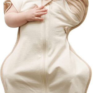 CCOCCOZAM Swaddle, Organic, Ivory, Medium, 13-19lbs, Transition Baby Sleep Sack, Dramatically Better Sleep