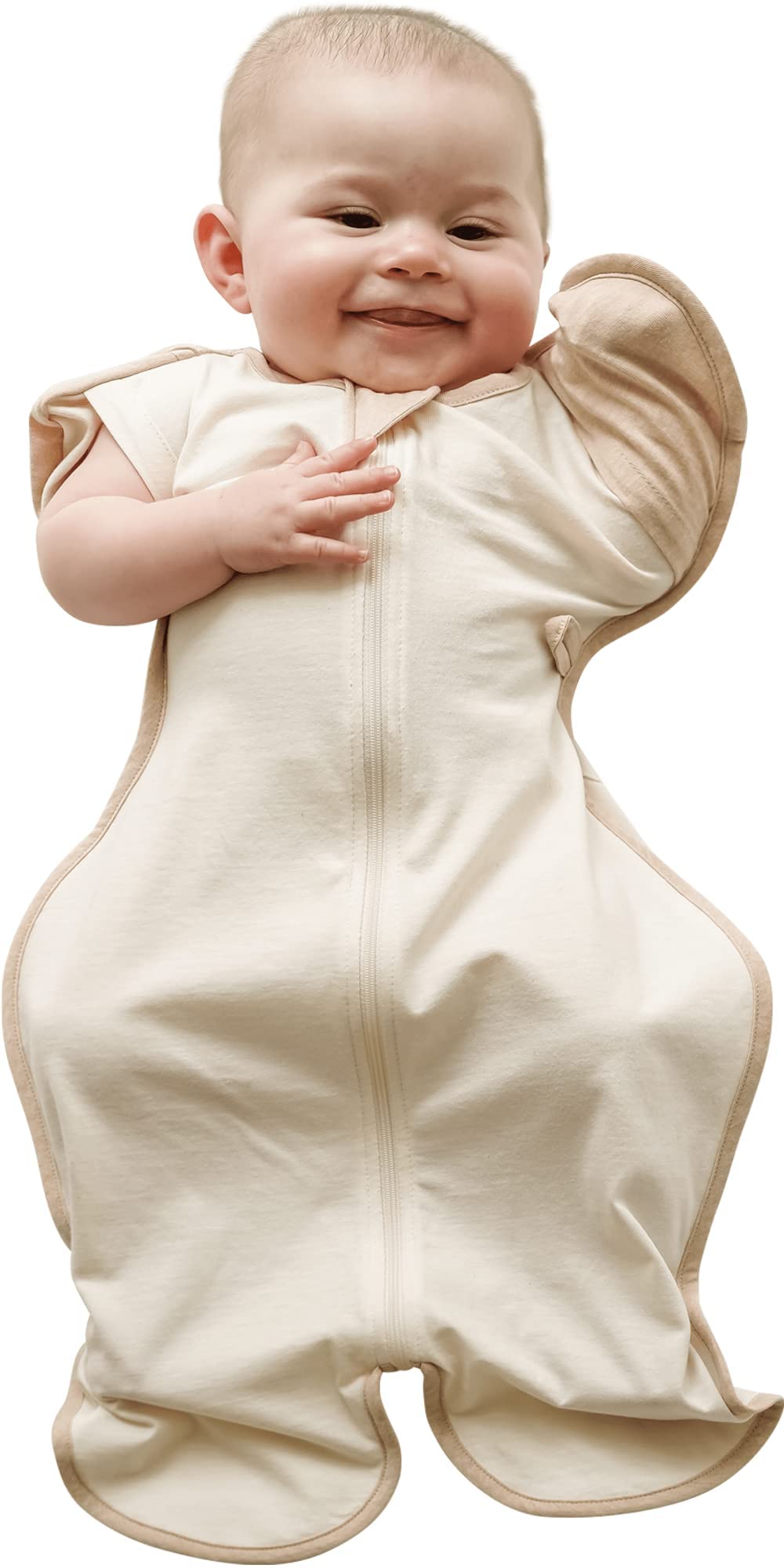 CCOCCOZAM Swaddle, Organic, Ivory, Medium, 13-19lbs, Transition Baby Sleep Sack, Dramatically Better Sleep