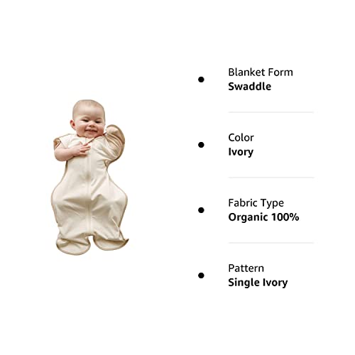 CCOCCOZAM Swaddle, Organic, Ivory, Medium, 13-19lbs, Transition Baby Sleep Sack, Dramatically Better Sleep