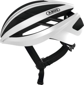 abus - aventor - cycling road bike helmet maximum ventilation with in-mold eps shock absorption - polar white - l