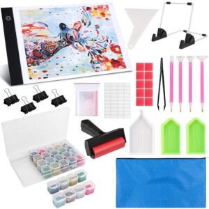 diamond painting a4 led light pad kit, led artcraft tracing light table, tools and accessories kit for full drill & partial drill 5d diamond painting