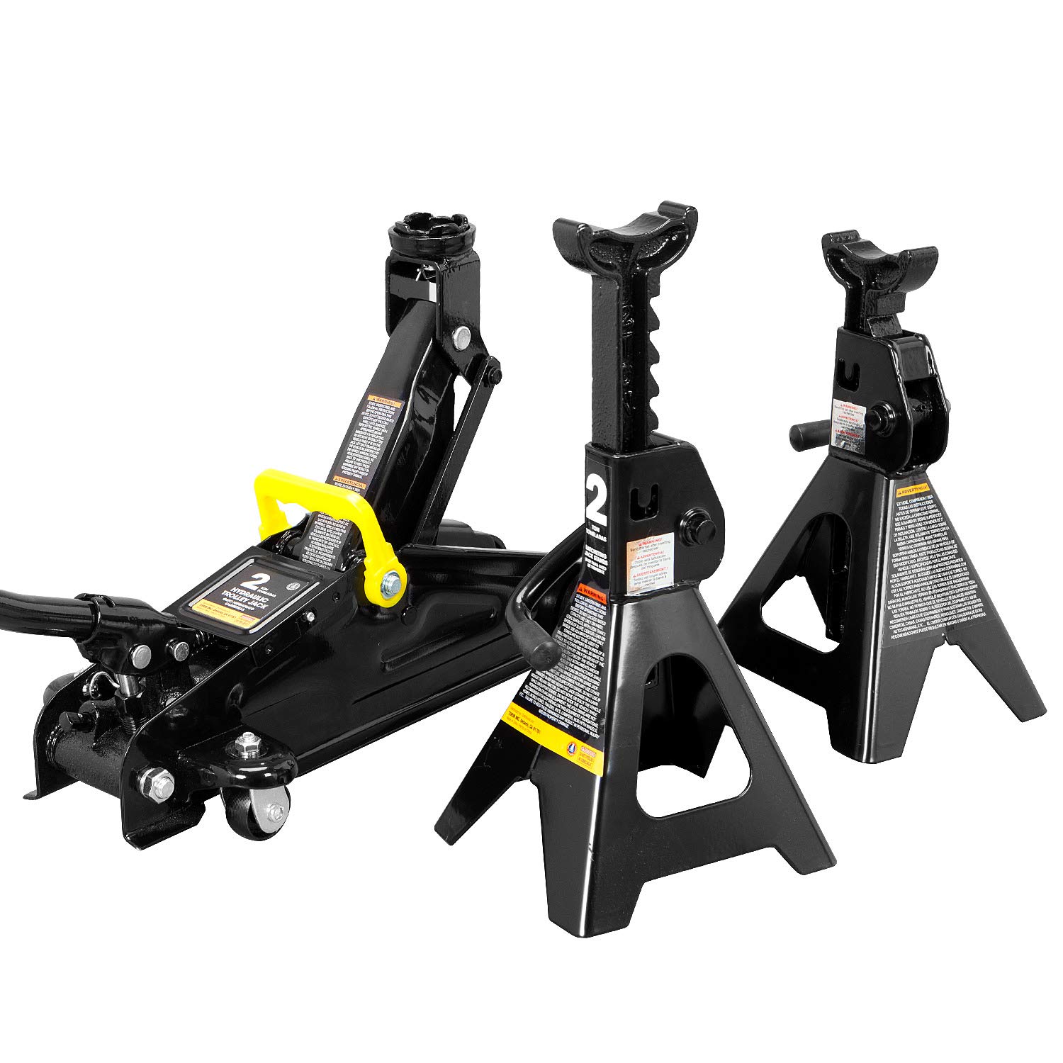 Torin AT82001B-1 Hydraulic Floor Jack Combo with 2 Jack Stands, 2 Ton (4,000 lb.), Black