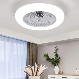 KWOKING Modern LED Ceiling Fan with Lights Doughnut Shape Fan Chandelier,22 inch Invisible Fan Light,Remote Control,Adjustable Speed in White