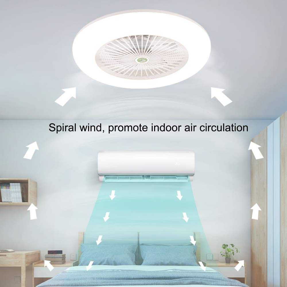 KWOKING Modern LED Ceiling Fan with Lights Doughnut Shape Fan Chandelier,22 inch Invisible Fan Light,Remote Control,Adjustable Speed in White