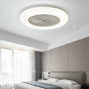 KWOKING Modern LED Ceiling Fan with Lights Doughnut Shape Fan Chandelier,22 inch Invisible Fan Light,Remote Control,Adjustable Speed in White