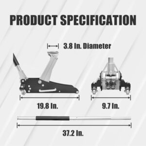 Torin AT83006B Hydraulic Trolley Service/Floor Jack with Extra Saddle (Fits: SUVs and Extended Height Trucks): 3 Ton (6,000 lb) Capacity, Black