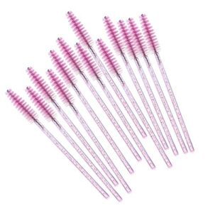 Elisel 100 PCS Disposable Mascara Brushes Crystal Eyelash Brushes Mascara Wands Applicator Eyelash Extensions Makeup Tools Eyebrow Brush (Pink)