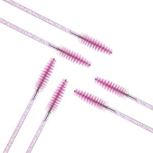 Elisel 100 PCS Disposable Mascara Brushes Crystal Eyelash Brushes Mascara Wands Applicator Eyelash Extensions Makeup Tools Eyebrow Brush (Pink)