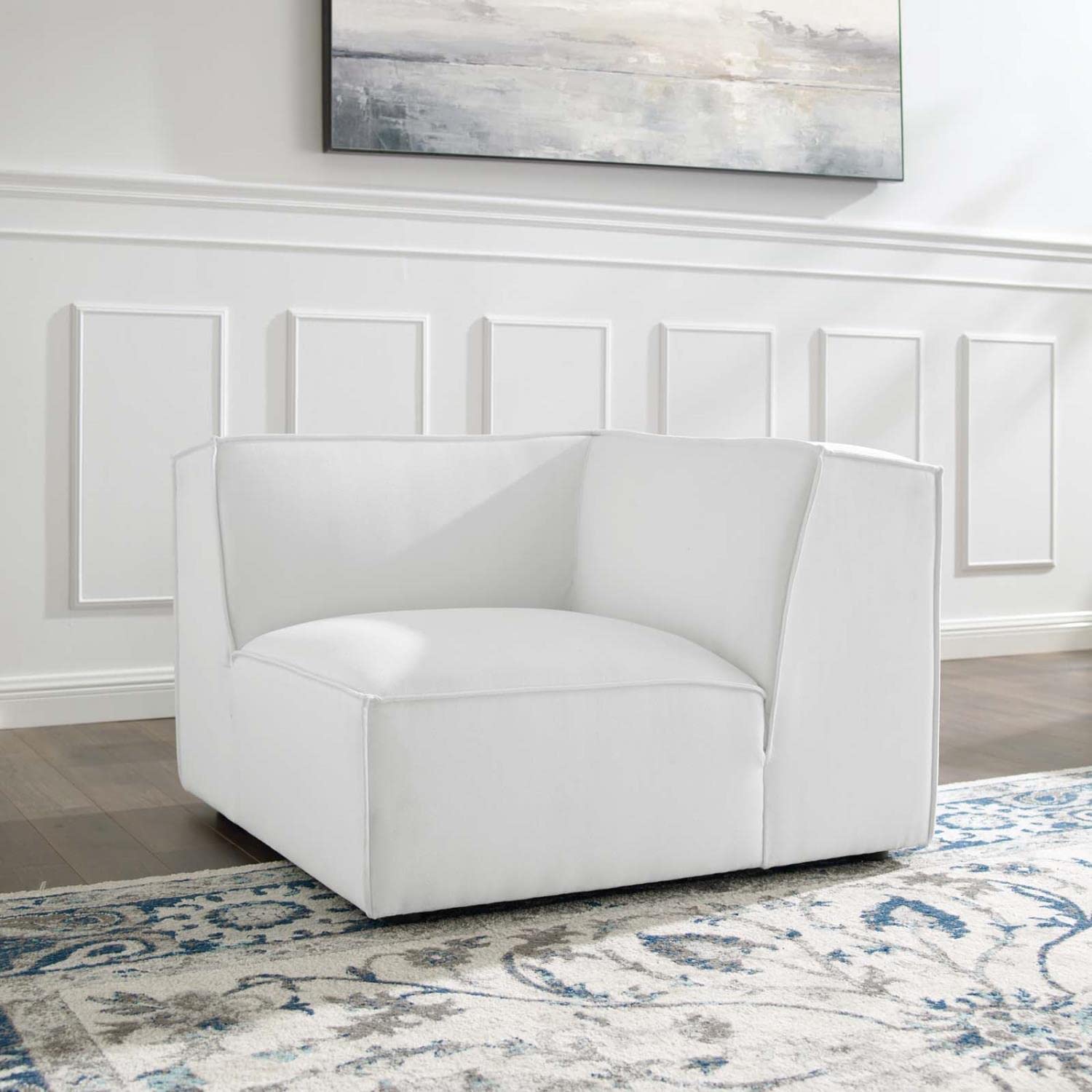 Modway Restore Upholstered Fabric Sectional Sofa, Corner Chair, White