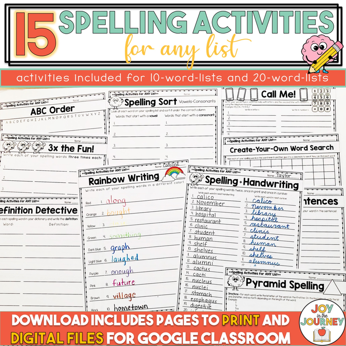 Spelling Activities for ANY List