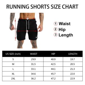 Wangdo Men's Workout Shorts 7" Running Shorts Athletic Bike Shorts Gym Shorts for Men with Zipper Pocket(Black-M)