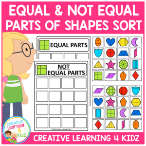 equal and not equal parts of shapes sorting