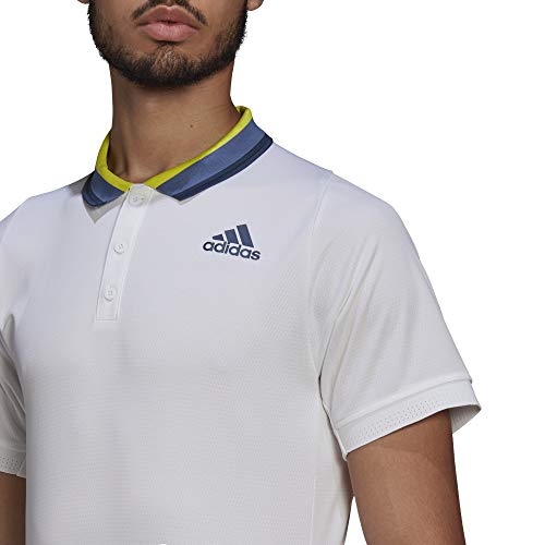 adidas,Mens,Freelift Heather PB Polo,White/Crew Navy,XX-Large