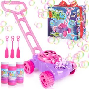 artcreativity bubble lawn mower for toddlers, kids bubble blower machine, indoor outdoor push gardening toys for kids age 1 2 3 4 5, birthday gifts party summer backyard toys for preschool baby girls