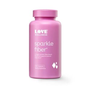 love wellness sparkle fiber supplement for digestive health | psyllium husk powder | supports regularity & weight management | beauty pills for bloating relief with digestive enzymes | 90 capsules