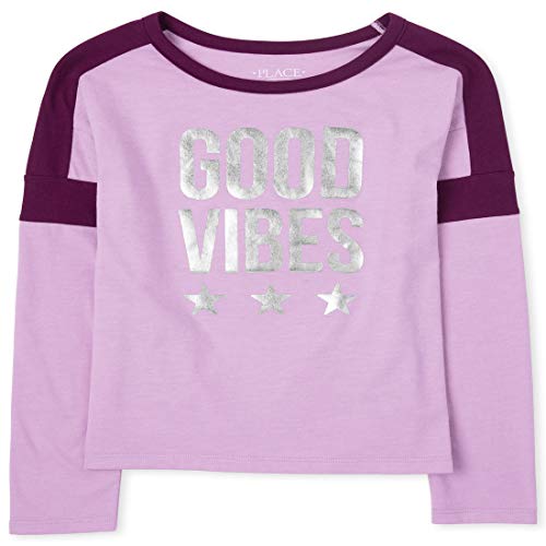 The Children's Place Girls' Active Foil Colorblock Top Lavender Cloud XXL (16)