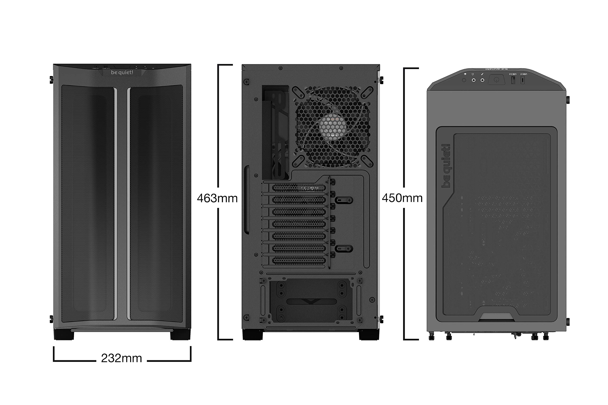 be quiet! Pure Base 500DX ATX Mid Tower PC case | ARGB | 3 Pre-Installed Pure Wings 2 Fans | Tempered Glass Window | Black | BGW37