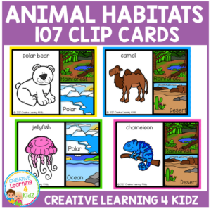 animal habitats clip cards