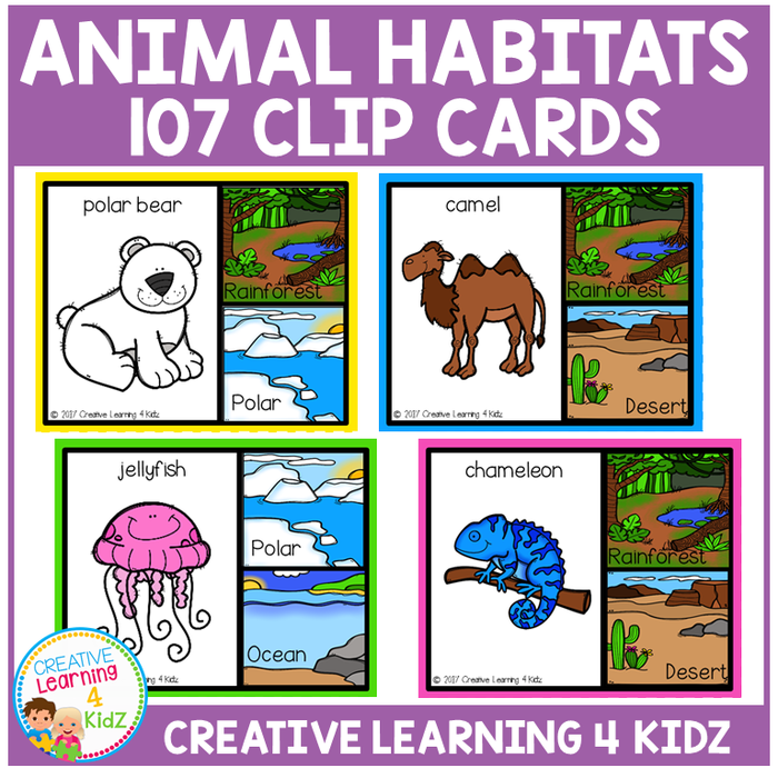 Animal Habitats Clip Cards