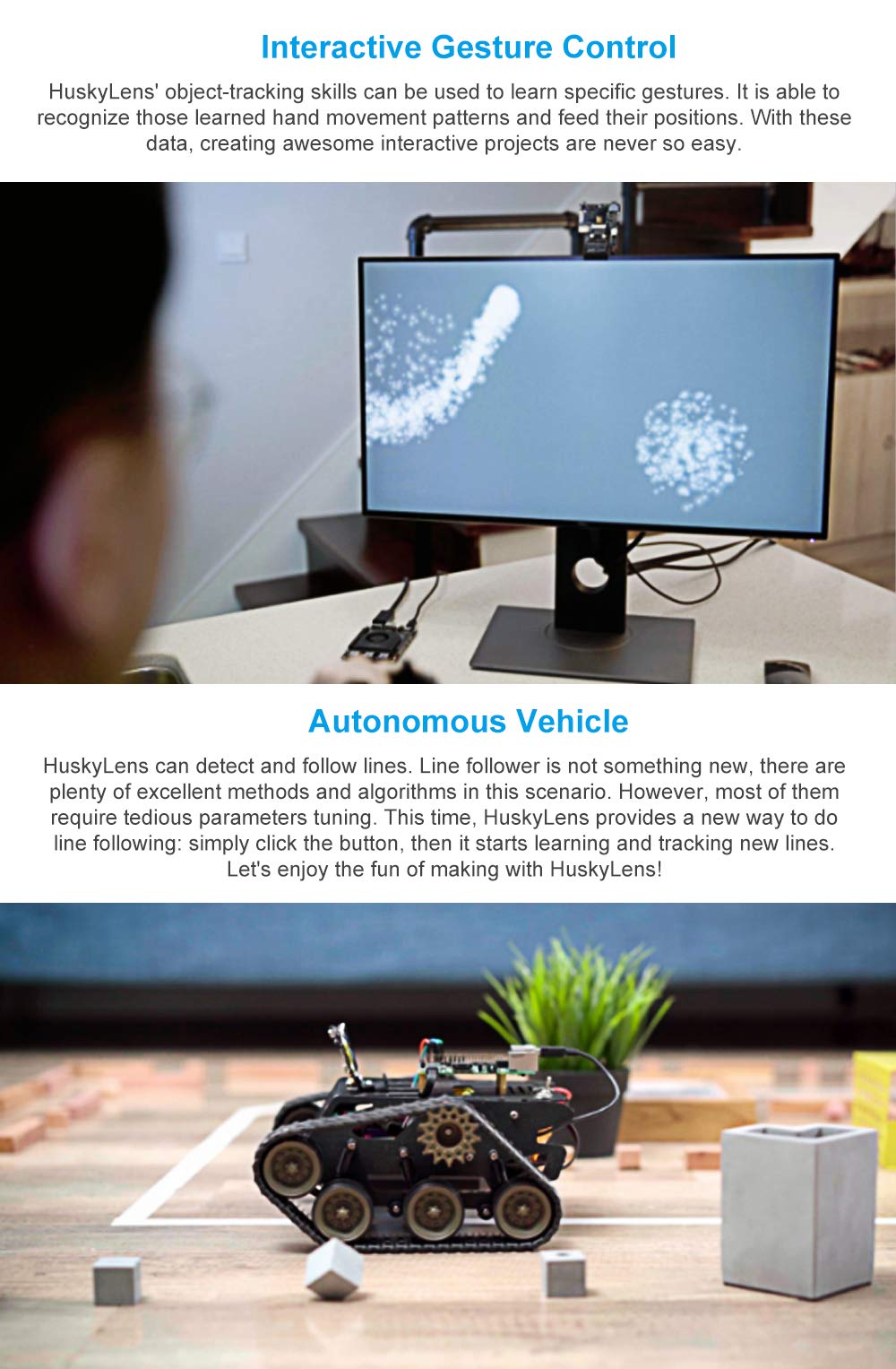 HUSKYLENS - an Easy-to-use AI Machine Vision Sensor/Smart Vision Robot Camera- Face Recognition Tracking for Raspberry Pi, Micro: bit (HUSKYLENS)