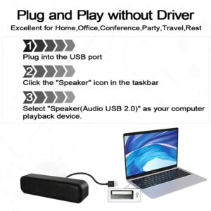 ZETIY Updated Computer Speaker, USB Powered Speaker for Desktop,Windows PC,Mac. Portable Mini Sound bar-Plug and Play with Volume Control and Mute Button (USB-C to USB Adapter Included)