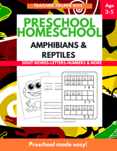 preschool homeschool- amphibian and reptiles unit- preschool worksheets-kindergarten worksheet