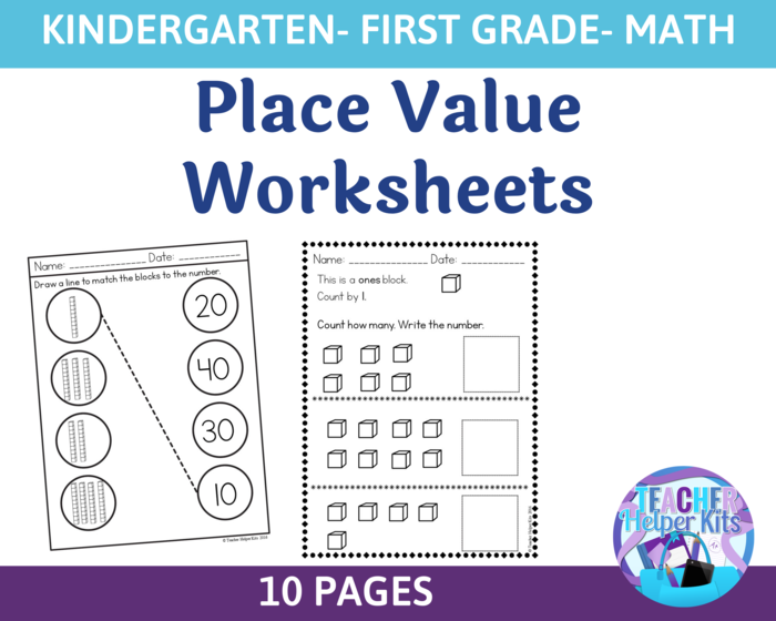 Kindergarten First Grade Math Place Worksheets- Place Value Worksheets