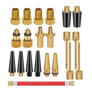 21pcs brass presta schrader valve adapter tools, ball pump needle, bike tire valve pump adapters, pump tools, presta valve adapter bike pump accessories fit for bike gym balloon toy pump