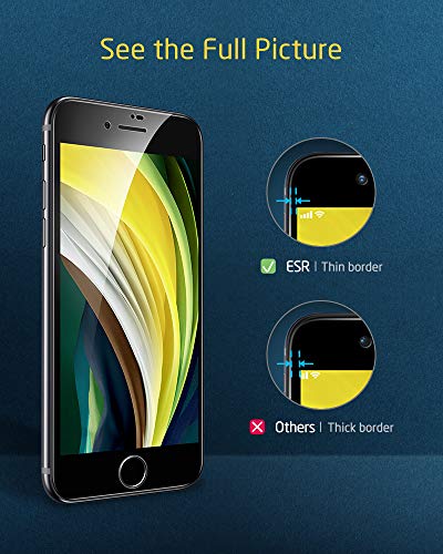 ESR Tempered-Glass for iPhone SE Screen Protector,[2-Pack] [3D+ Maximum Protection Full Coverage], Premium Tempered Glass Screen Protector for iPhone SE 2020, 4.7", (Black)