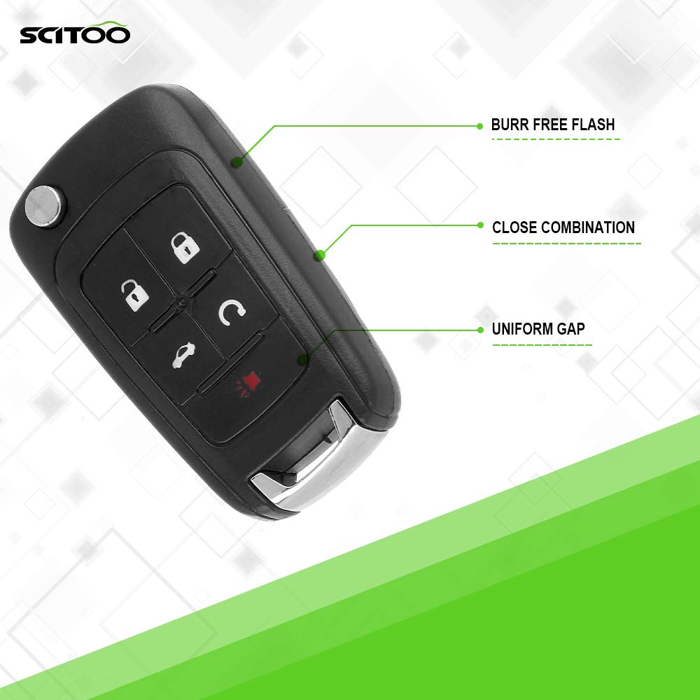 SCITOO Replacement Key Fob Case 5 Buttons Pad Outer Shell Keyless Entry Remote Car 2010-2017 for Chevy for Buick for GMC 2PCS FCC OHT01060512