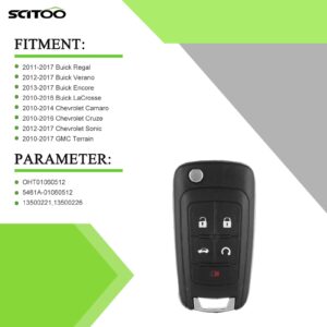 SCITOO Replacement Key Fob Case 5 Buttons Pad Outer Shell Keyless Entry Remote Car 2010-2017 for Chevy for Buick for GMC 2PCS FCC OHT01060512