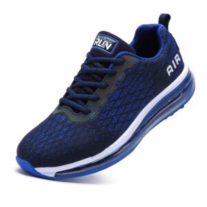 azooken mens tennis footwear shoes walking casual breathable jogging outdoor sports fitness road lightweight trail running sneakers(8998 blue 45)